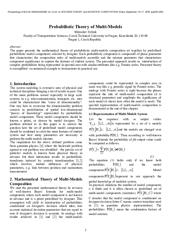 (PDF) Probabilistic theory of multi-models
