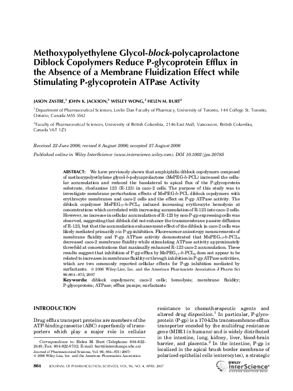 Pdf Methoxy Poly Ethylene Glycol Block Polycaprolactone Copolymer Formulation And