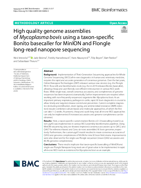 (PDF) High quality genome assemblies of Mycoplasma bovis using a taxon ...