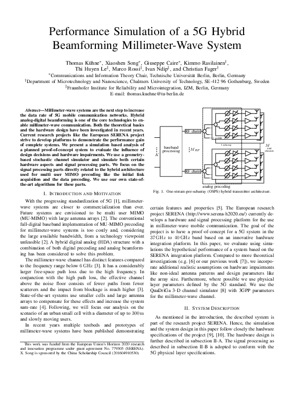 (PDF) Performance Simulation of a 5G Hybrid Beamforming Millimeter-Wave ...