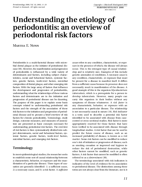 (PDF) Understanding the etiology of periodontitis: an overview of ...