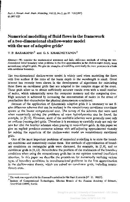 (PDF) Numerical modelling of fluid flows in the framework of a two ...