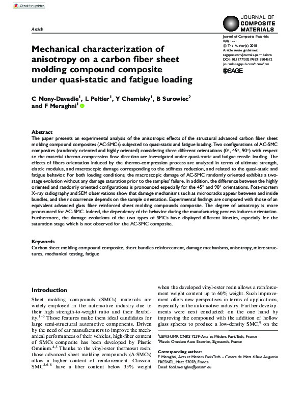 (PDF) Mechanical characterization of anisotropy on a carbon fiber sheet molding compound ...