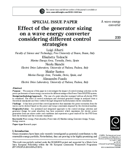(PDF) Effect of the generator sizing on a wave energy converter ...
