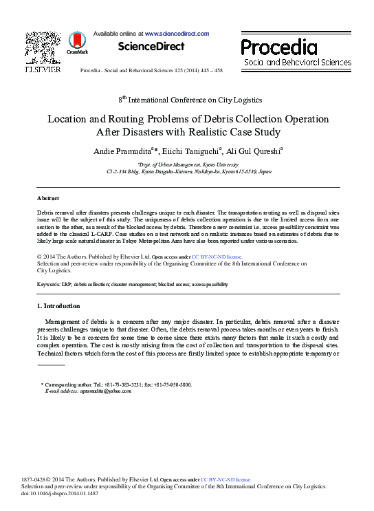 (PDF) Location and Routing Problems of Debris Collection Operation ...