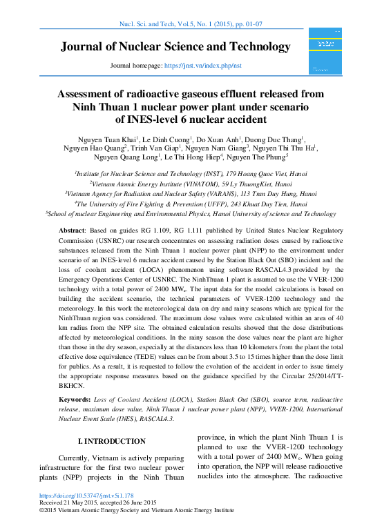 (PDF) Assessment of radioactive gaseous effluent released from Ninh ...