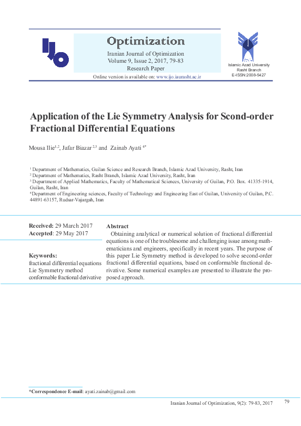 Application Of The Lie Symmetry Analysis For Second Order Fractional Differential Equations