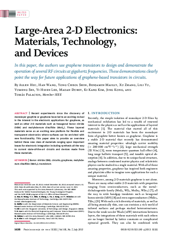 (PDF) Large-Area 2-D Electronics: Materials, Technology, and Devices