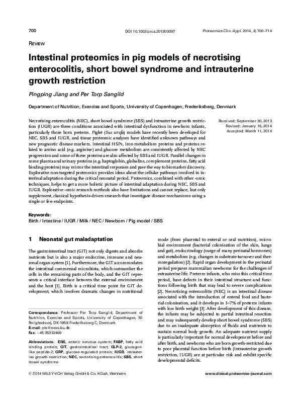 (PDF) Intestinal proteomics in pig models of necrotising enterocolitis ...