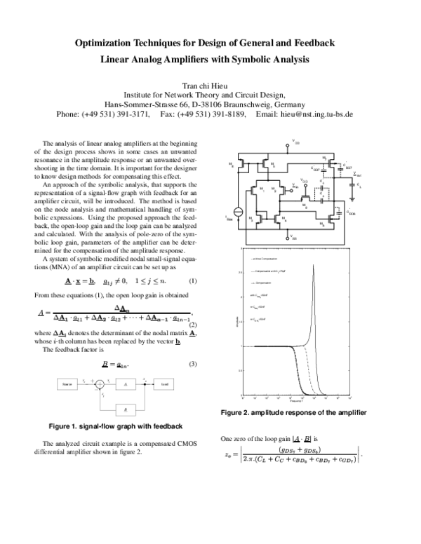 (PDF) Optimization techniques for design of general and feedback linear analog amplifiers with ...