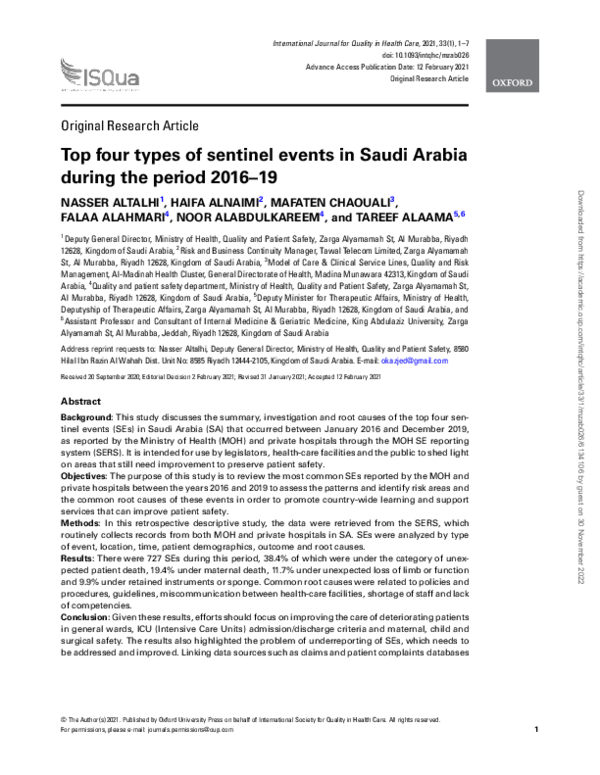 (PDF) Top four types of sentinel events in Saudi Arabia during the ...