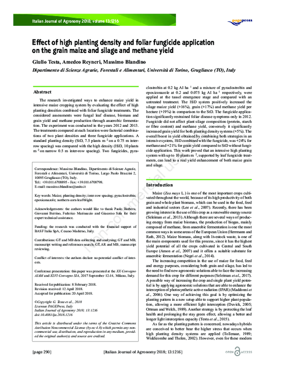 (PDF) Effect of high planting density and foliar fungicide application ...