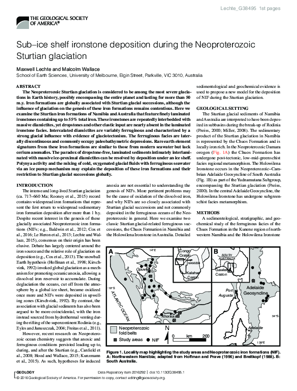 (PDF) Sub-ice shelf ironstone deposition during the Neoproterozoic ...
