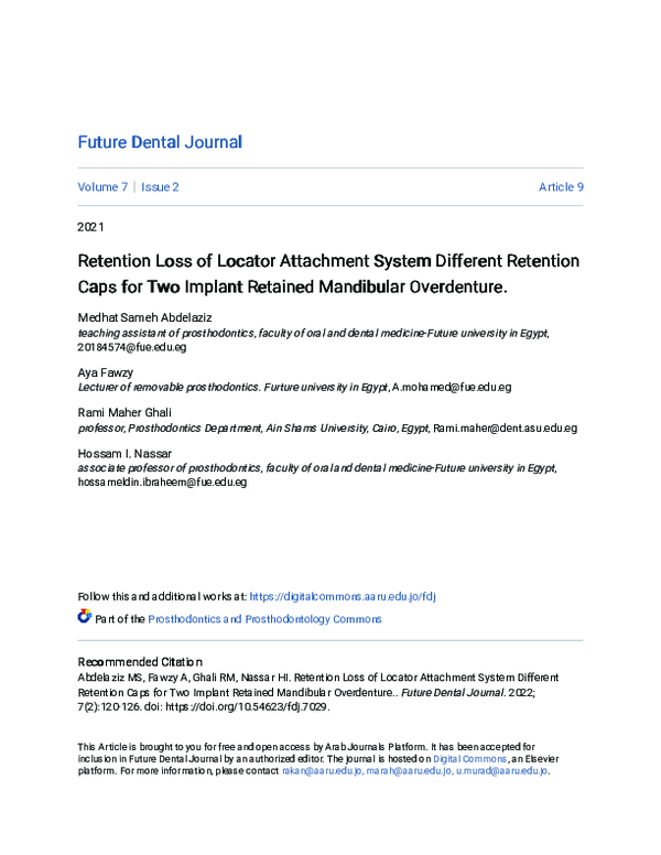 (PDF) Retention Loss of Locator Attachment System Different Retention ...