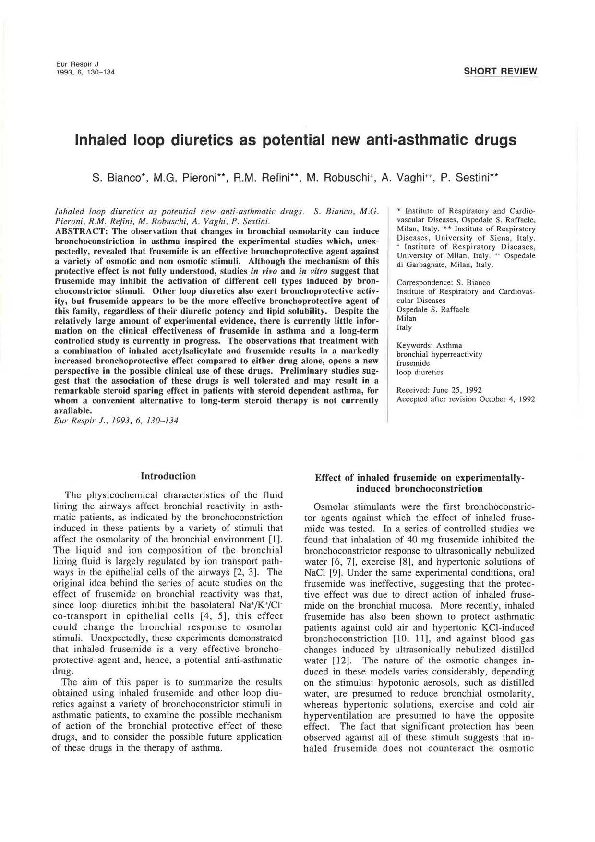 (PDF) Inhaled loop diuretics as potential new anti-asthmatic drugs