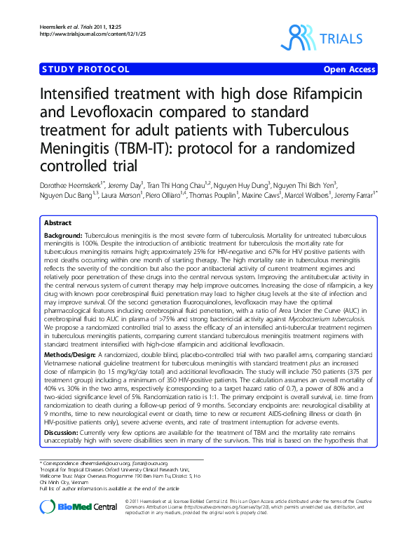 (PDF) Intensified treatment with high dose Rifampicin and Levofloxacin ...