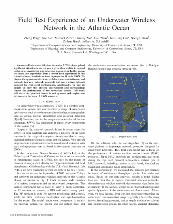 (PDF) Field test experience of an underwater wireless network in the ...