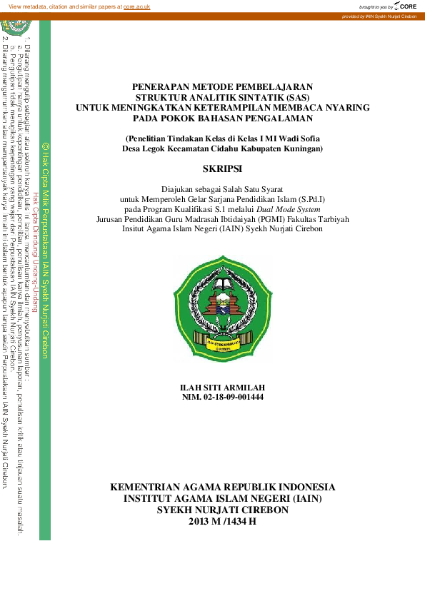 (PDF) PENERAPAN METODE PEMBELAJARAN STRUKTUR ANALITIK SINTATIK (SAS ...