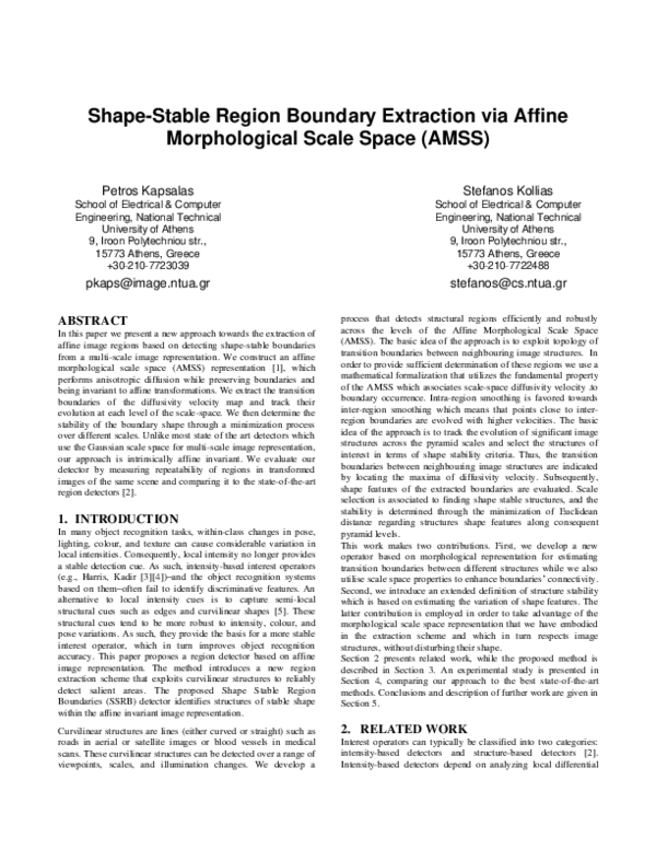 (PDF) Shape-stable region boundary extraction via affine morphological scale space (AMSS)
