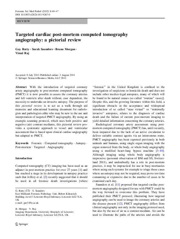 (PDF) Targeted cardiac post-mortem computed tomography angiography: a ...