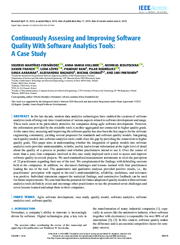 (PDF) Continuously Assessing and Improving Software Quality With ...
