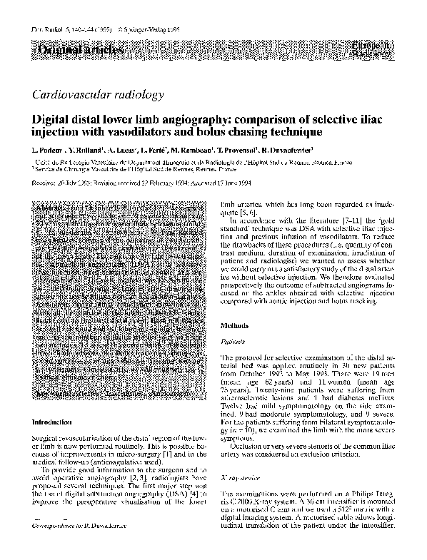 (PDF) Digital distal lower limb angiography: comparison of selective ...