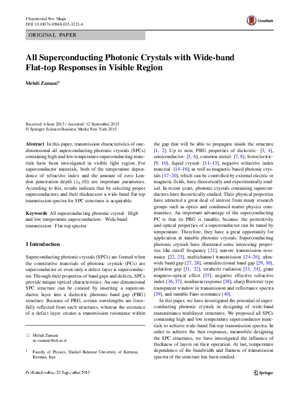 (PDF) All Superconducting Photonic Crystals with Wide-band Flat-top ...