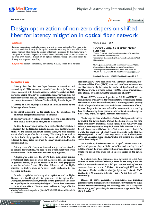 (PDF) Design optimization of non-zero dispersion shifted fiber for latency mitigation in optical ...