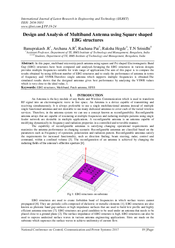 (PDF) Design and Analysis of Multiband Antenna using Square shaped EBG ...