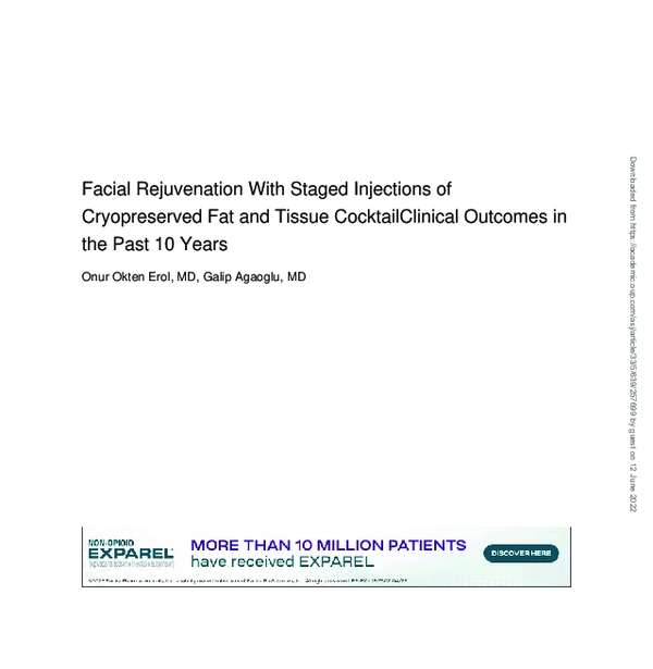 (PDF) Facial Rejuvenation With Staged Injections of Cryopreserved Fat ...