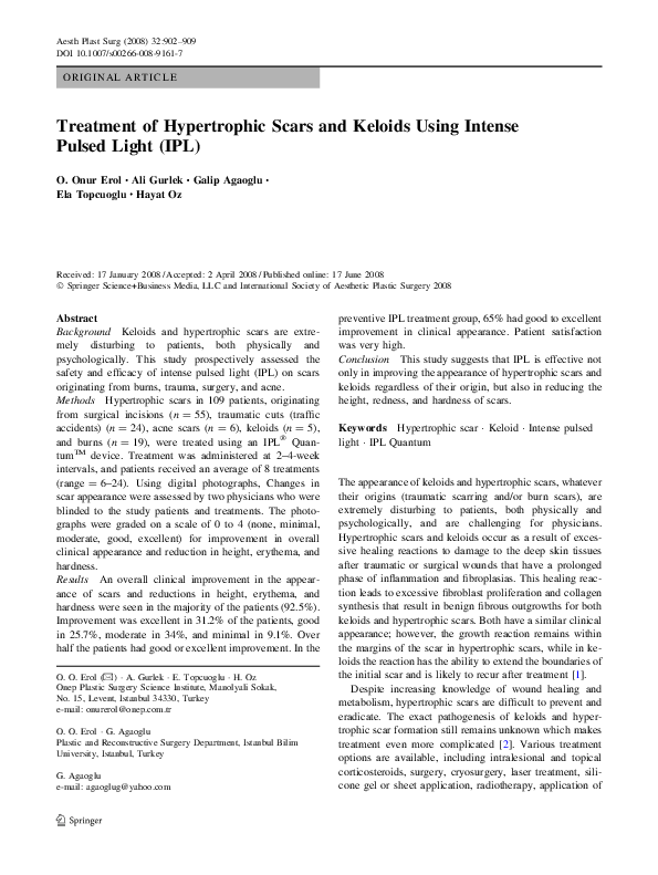 (PDF) Treatment of Hypertrophic Scars and Keloids Using Intense Pulsed ...