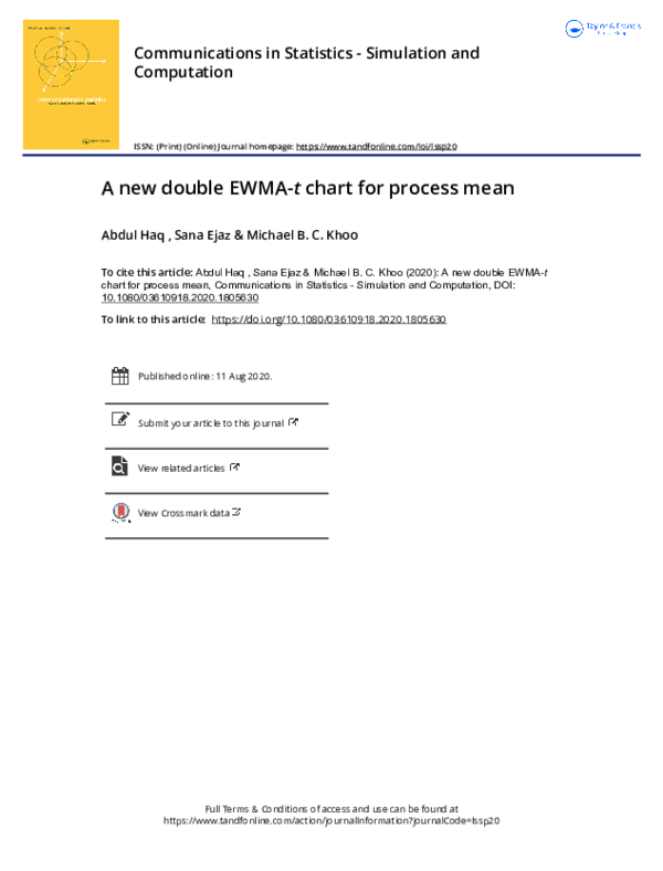 Pdf A New Double Ewma T Chart For Process Mean
