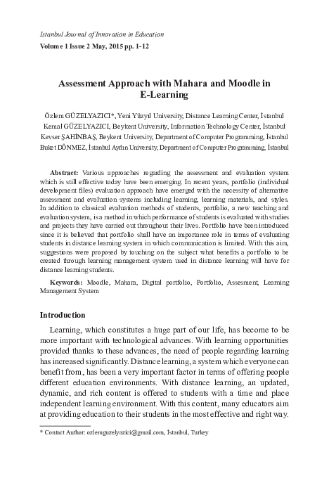 (PDF) Assessment Approach with Mahara and Moodle in E-Learning