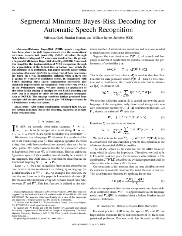 (PDF) Segmental Minimum Bayes-Risk Decoding for Automatic Speech ... (PDF) Segmental Minimum Bayes-Risk Decoding for Automatic Speech ...
