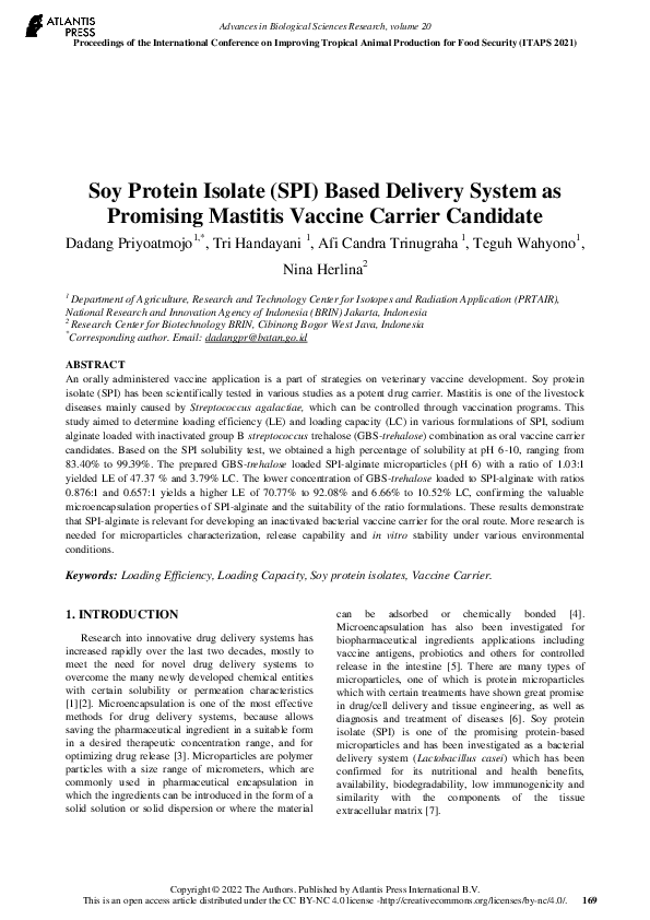 (PDF) Soy Protein Isolate (SPI) Based Delivery System as Promising ...