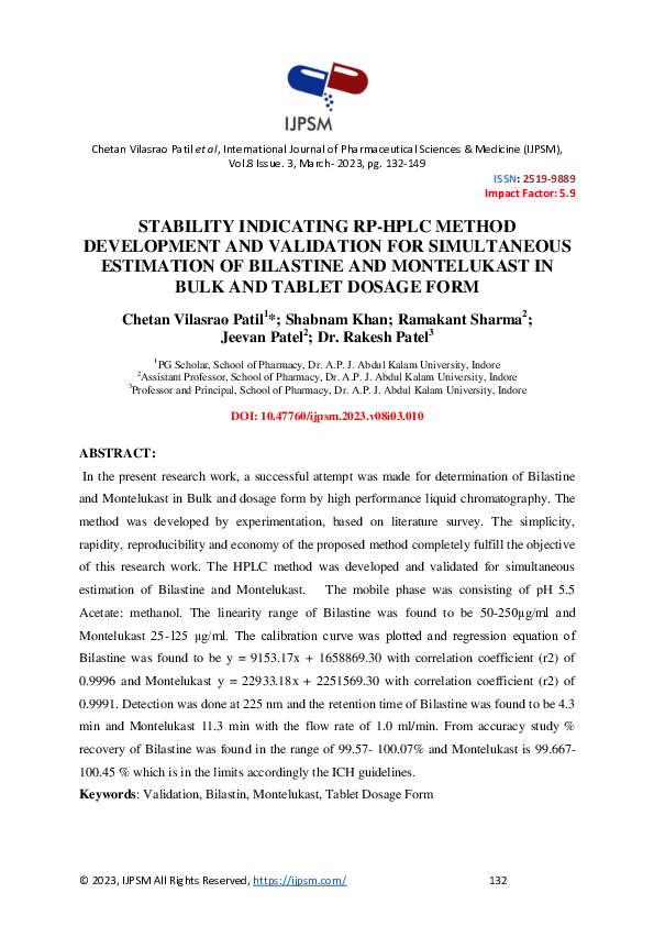 (PDF) STABILITY INDICATING RP-HPLC METHOD DEVELOPMENT AND VALIDATION FOR SIMULTANEOUS ESTIMATION ...