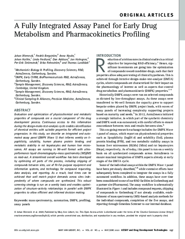 (PDF) A Fully Integrated Assay Panel for Early Drug Metabolism and ...