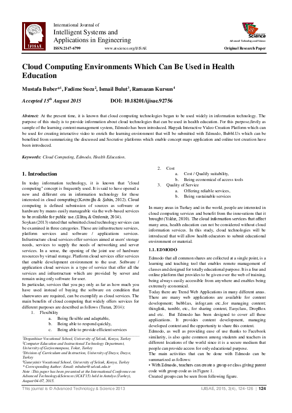 (PDF) Cloud Computing Environments Which Can Be Used in Health Education