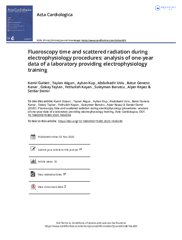 (PDF) Fluoroscopy time and scattered radiation during electrophysiology ...