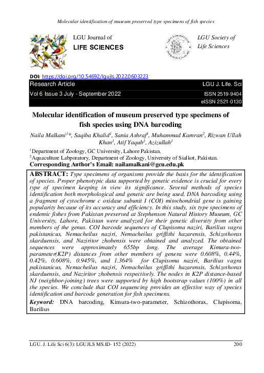 (PDF) Molecular identification of museum preserved type specimens of ...