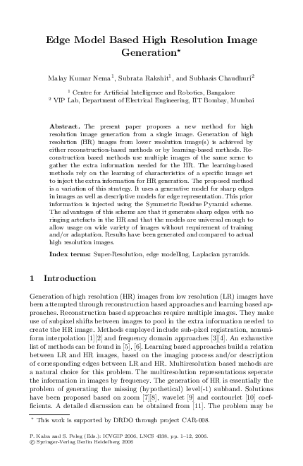 (PDF) Edge Model Based High Resolution Image Generation