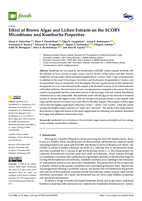 (PDF) Effect of Brown Algae and Lichen Extracts on the SCOBY Microbiome ...