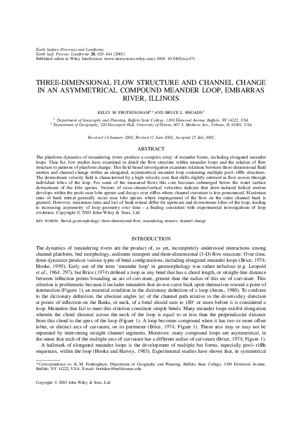 (PDF) Three-dimensional flow structure and channel change in an ...