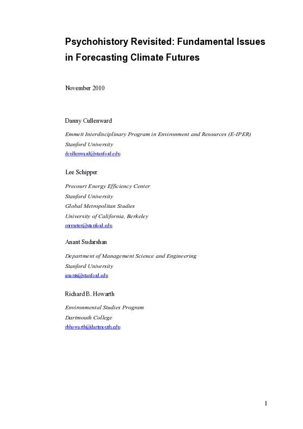(PDF) Psychohistory revisited: fundamental issues in forecasting climate futures