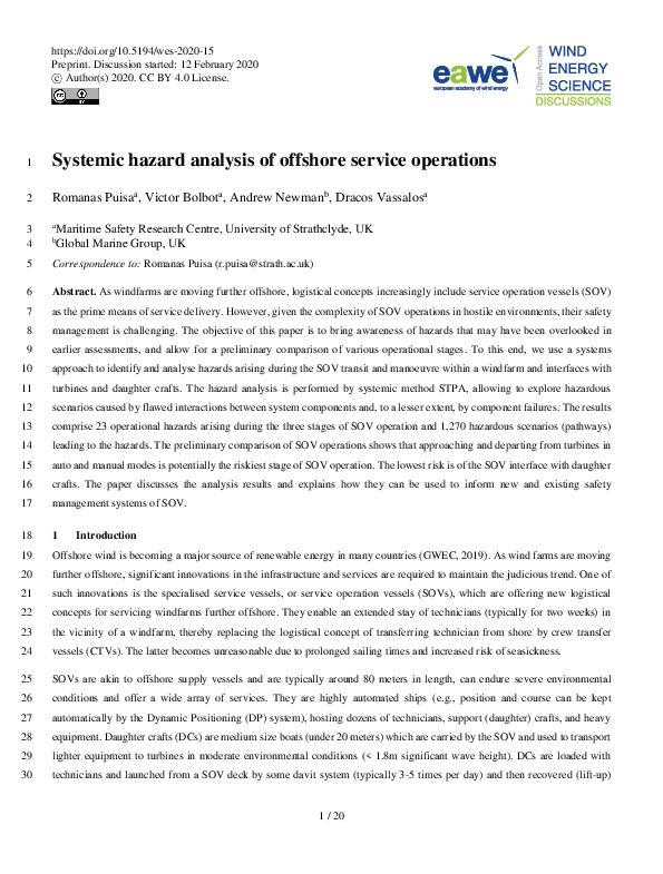 (PDF) Systemic hazard analysis of offshore service operations