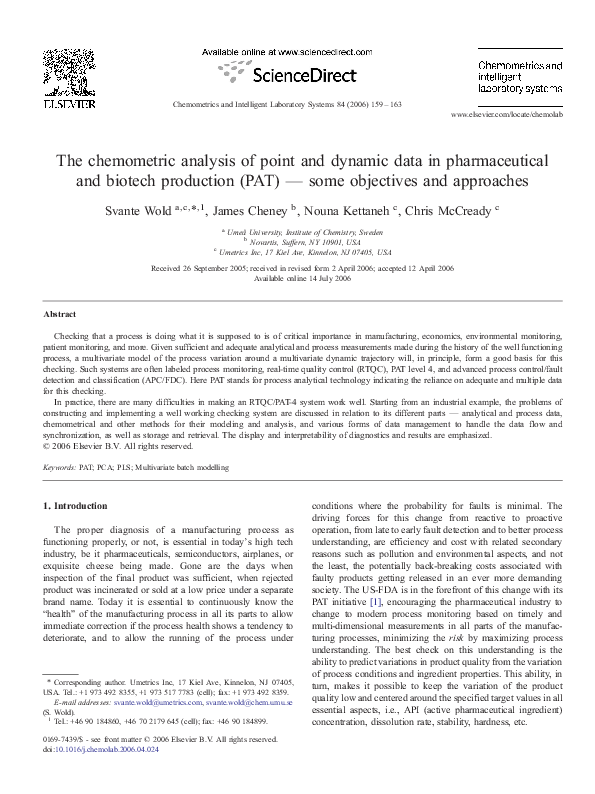 (PDF) Chemometric Approaches for RTQC in Pharma