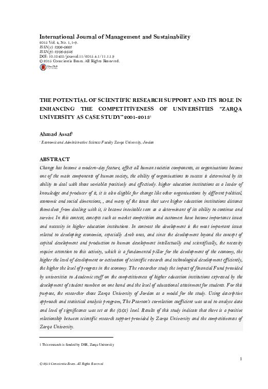 (PDF) The Potential of Scientific Research Support and Its Role in ...