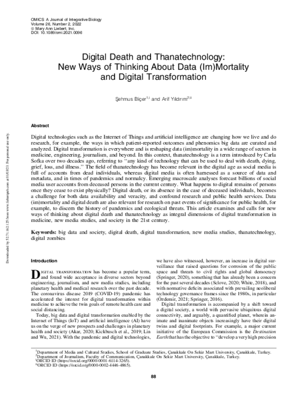 (PDF) Digital Death and Thanatechnology: New Ways of Thinking About ...