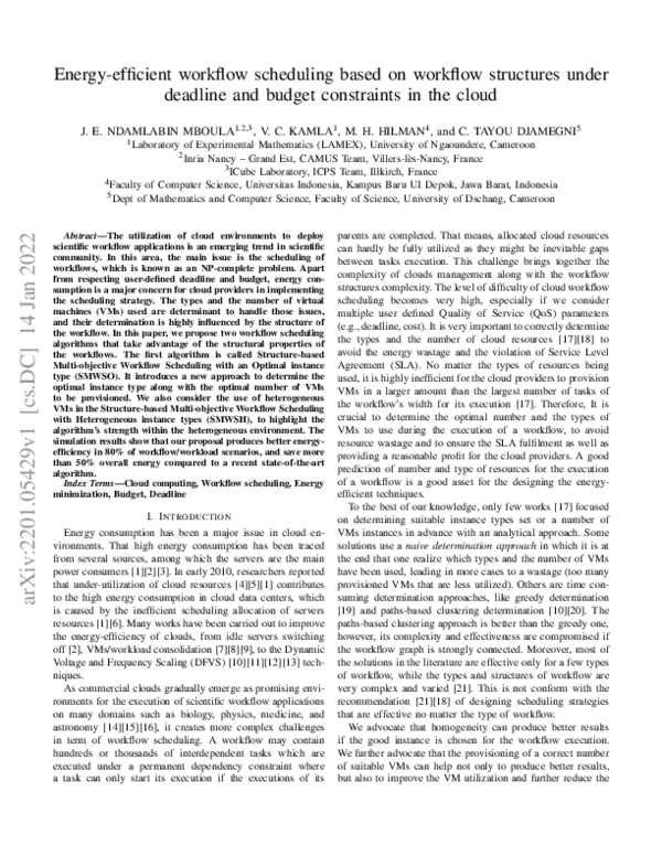 Pdf Energy Efficient Workflow Scheduling Based On Workflow Structures