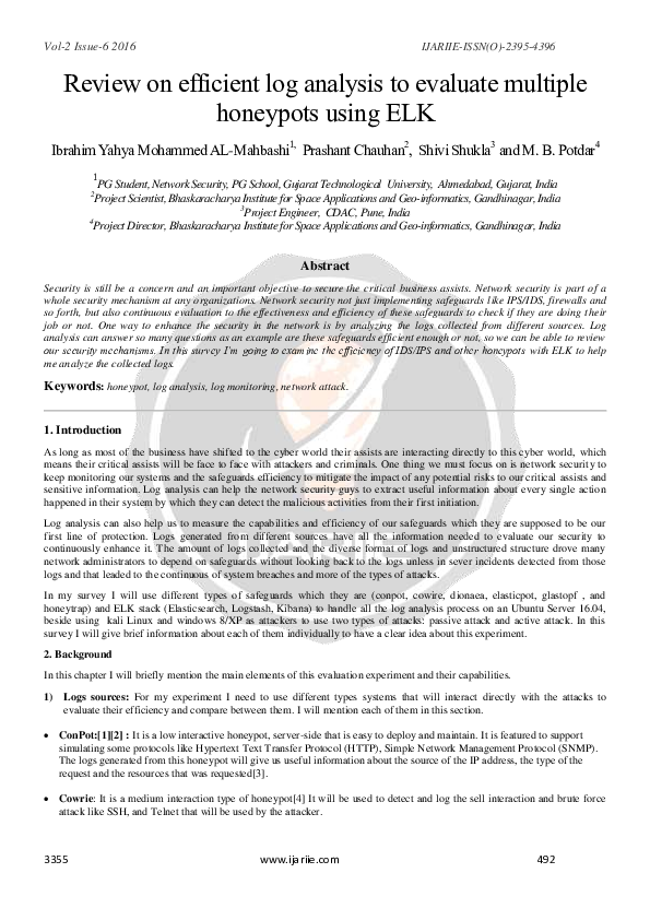 (PDF) Review on Efficient Log Analysis to Evaluate Multiple Honeypots ...